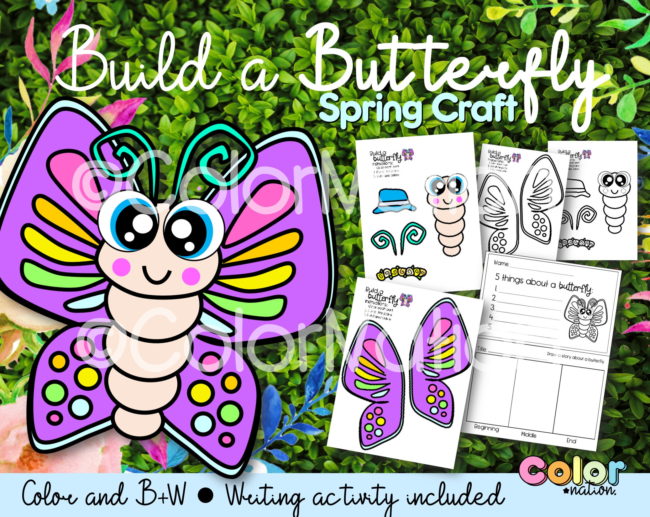Build a Butterfly Printable Craft - Spring Coloring Pages - Easter ...