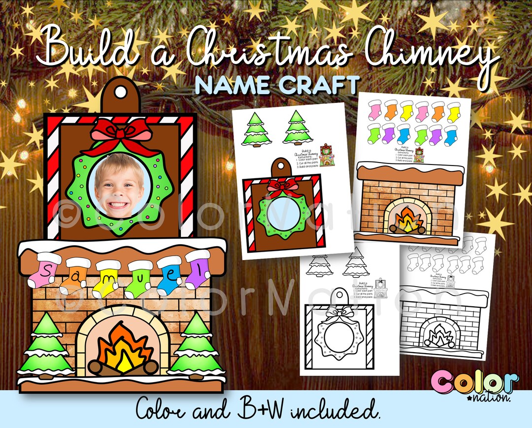 Build a Christmas Chimney Name Craft - Winter Craft - Holiday Activity ...
