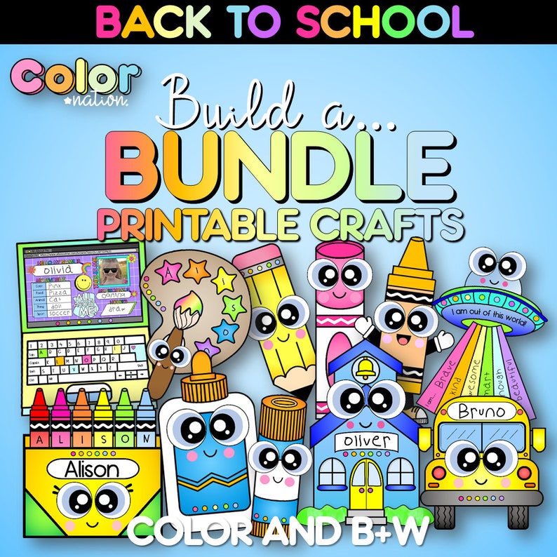 Back to School Crafts Bundle Kindergarten Bulletin Board Writing ...