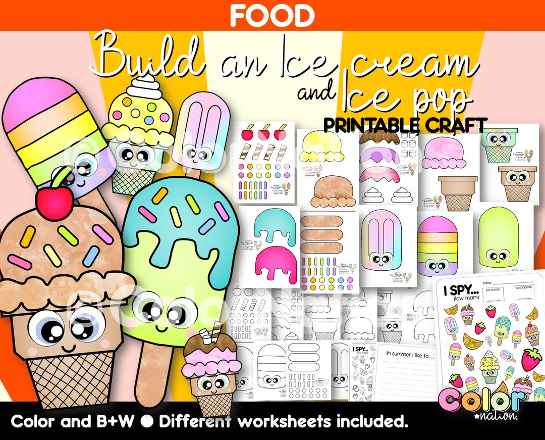 Build an Ice Cream + Ice Popsicle Printable Craft - Food - Summer - I ...