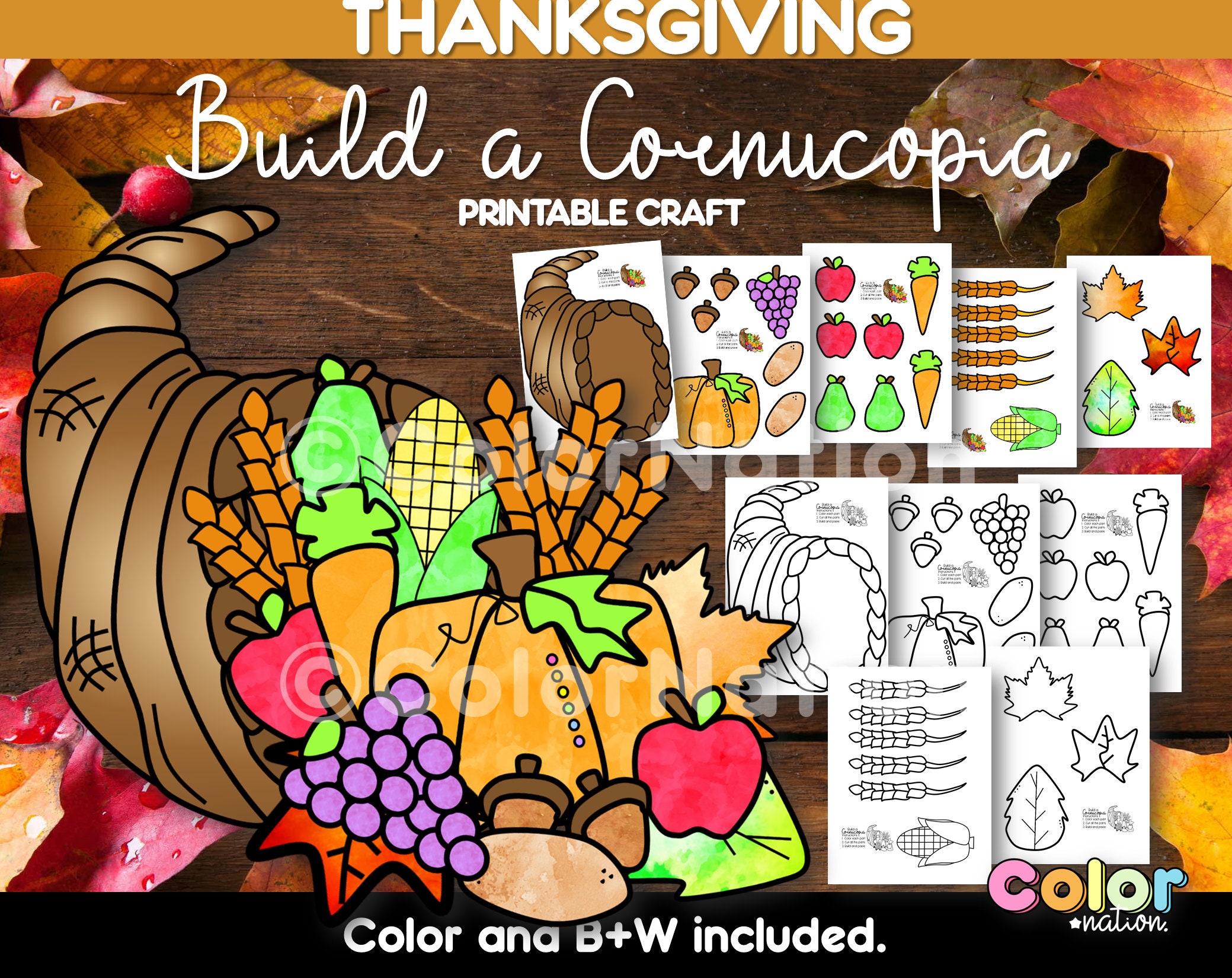 Build a Cornucopia Craft - Thanksgiving - Autumn Activity - Fall Craft ...