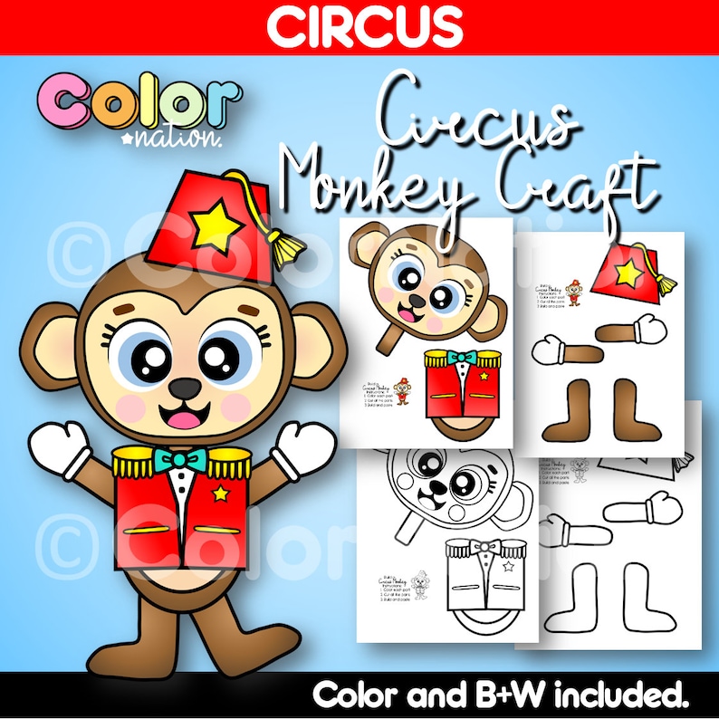 Circus Monkey Craft Bulletin Board Circus Carnival Theme Kindergarten ...