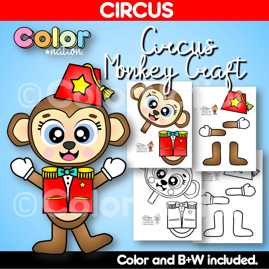 Circus Monkey Craft Bulletin Board Circus Carnival Theme Kindergarten ...