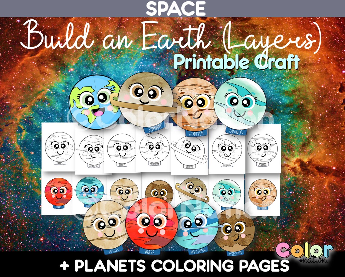 Build Earth's Layers Printable Craft + Planets Coloring Pages - Solar ...