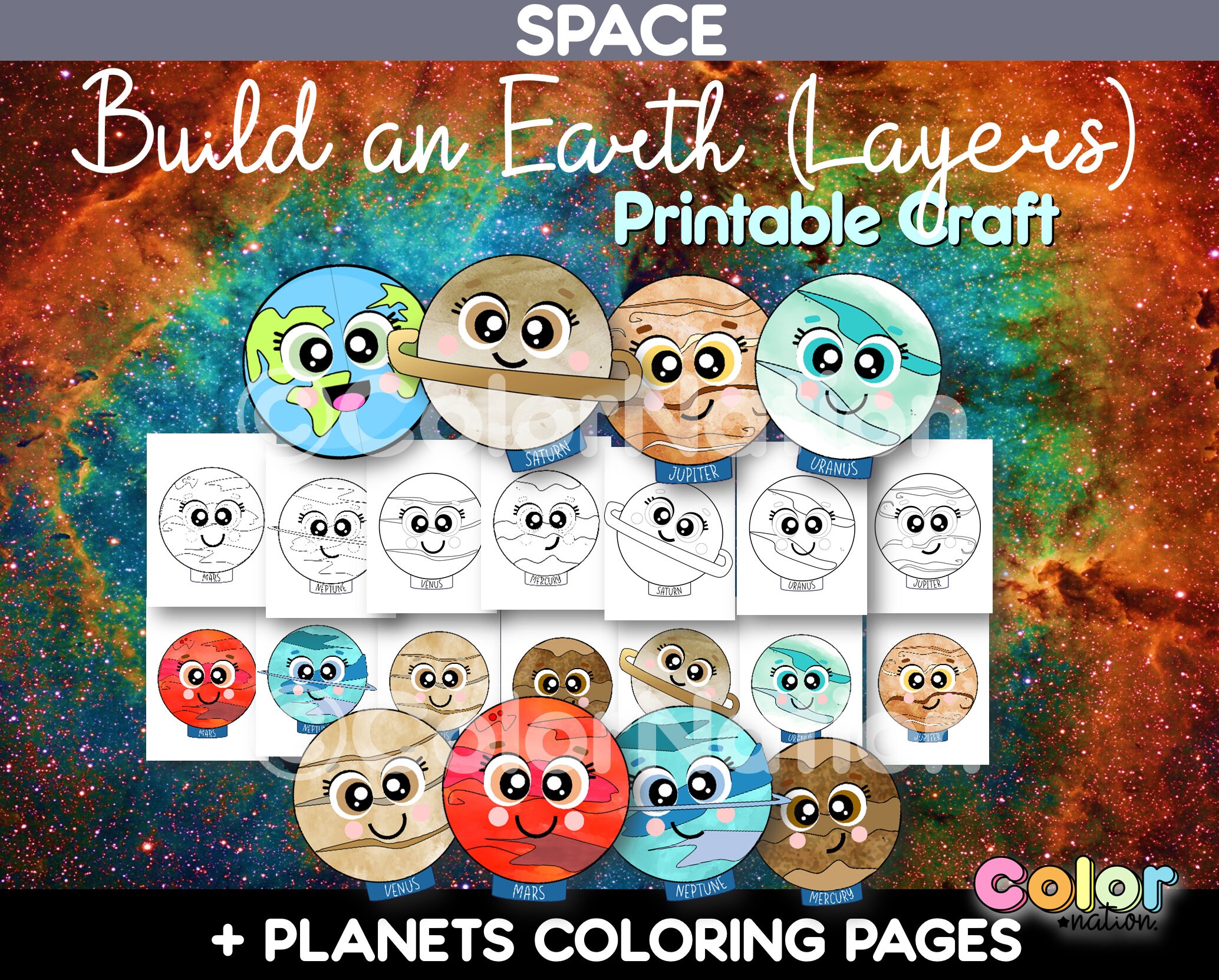 Build Earth's Layers Printable Craft + Planets Coloring Pages - Solar ...