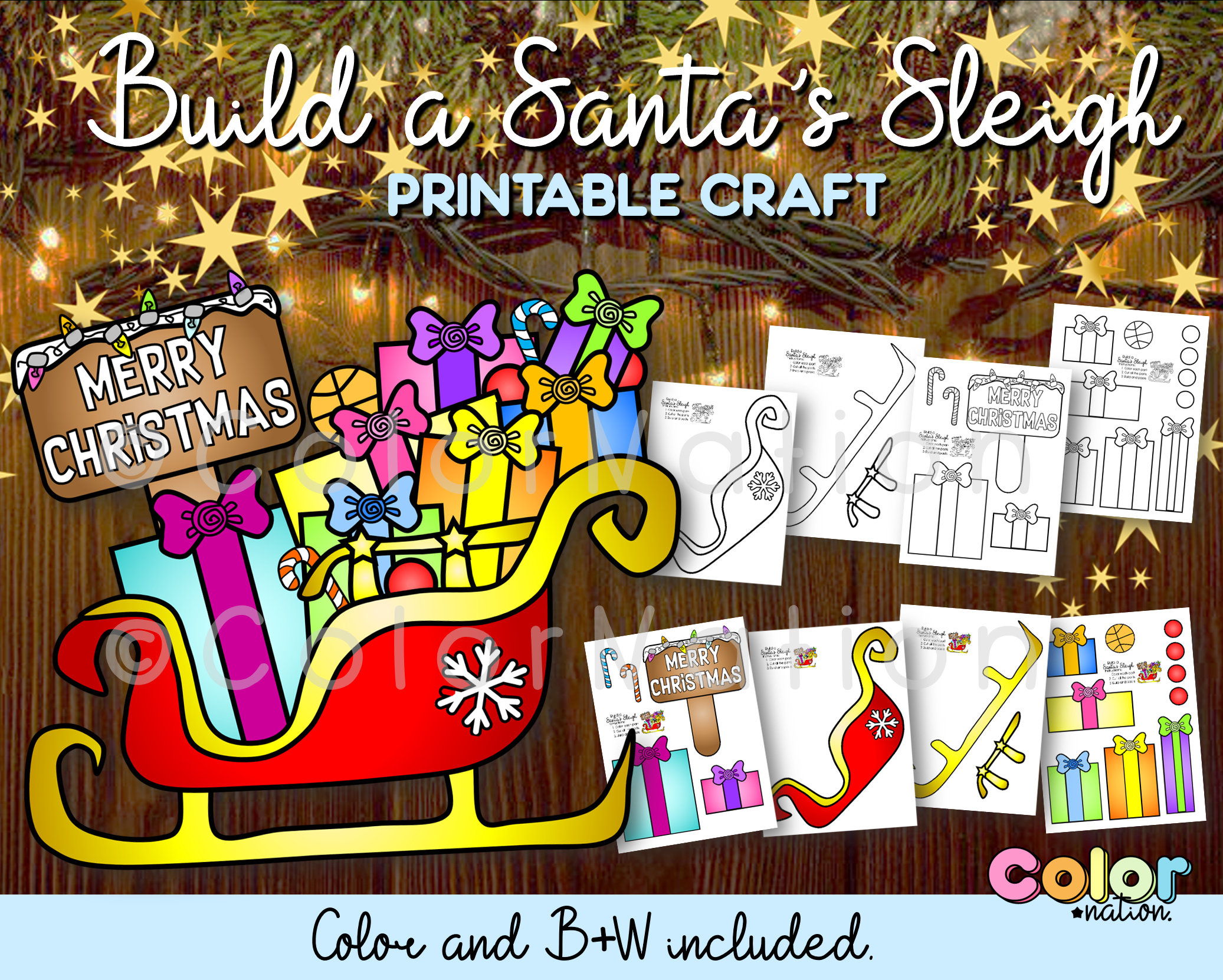 Christmas BUNDLE of Crafts - Coloring Pages - Winter Santa, Reindeer ...