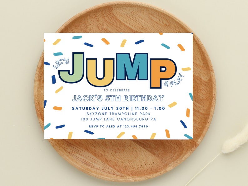 Trampoline Birthday Invitation: Editable Jump Party, Bounce House ...