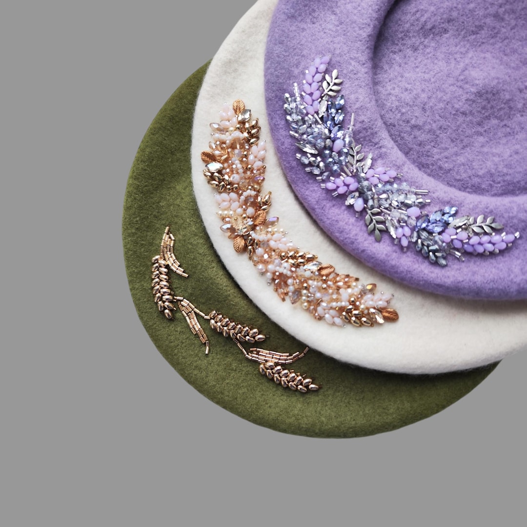 Wool French Beret, Wool Beret, Hand Embroidered 100% French Winter Hat ...