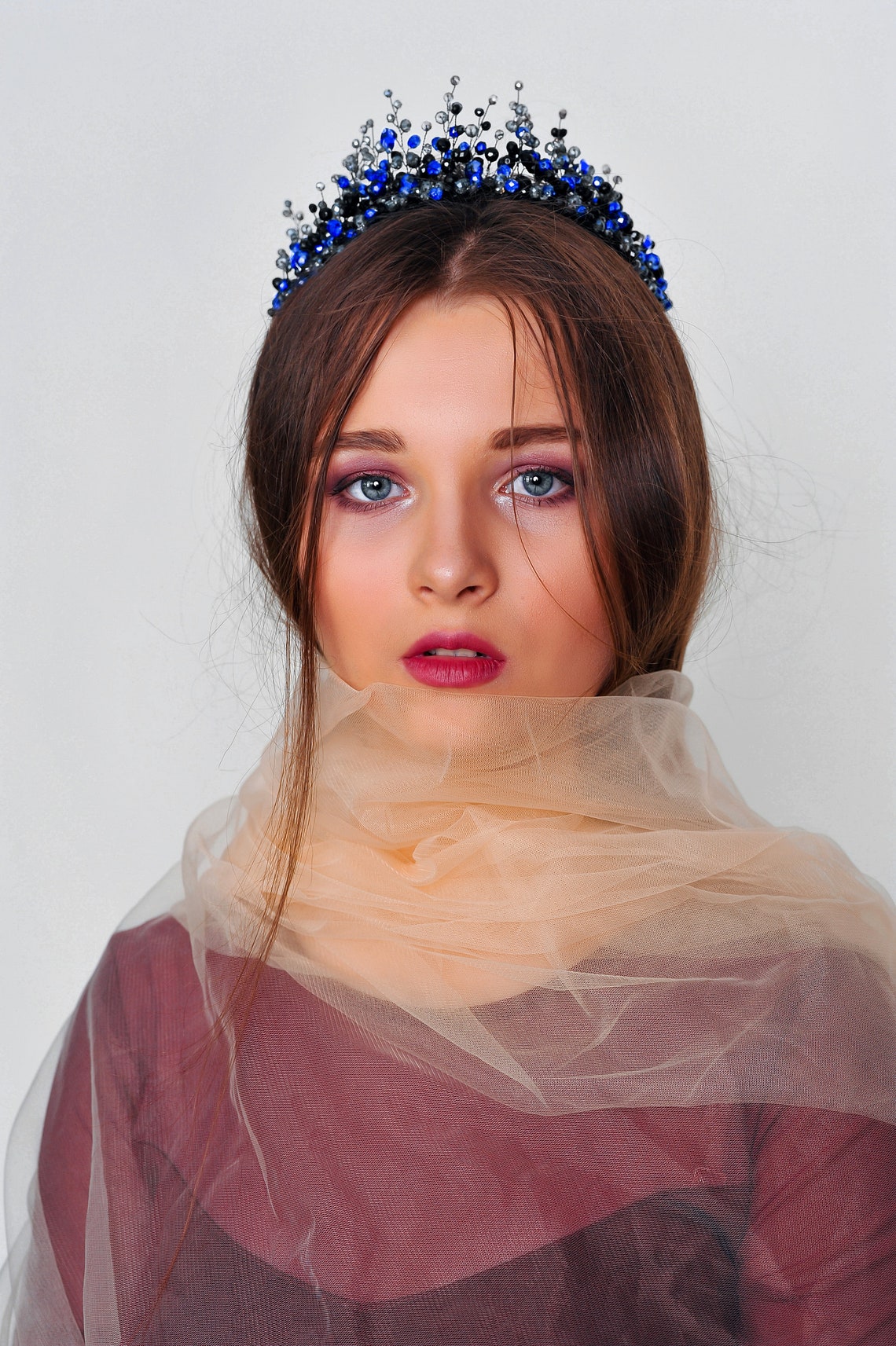 Crystal Blue Crown Prom Crown Bridal Crown Rhinestones - Etsy