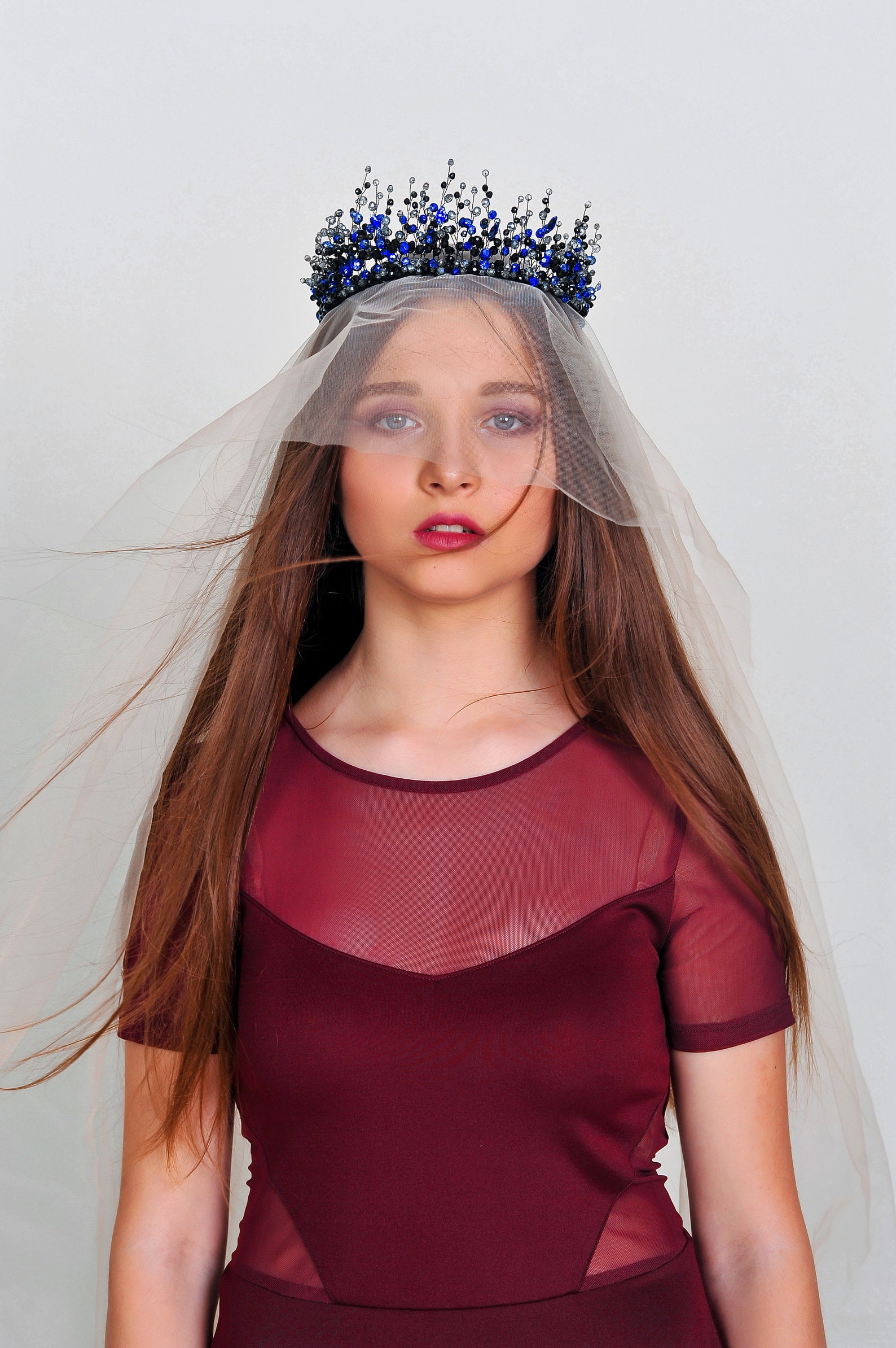 Crystal Blue Crown Prom Crown Bridal Crown Rhinestones | Etsy
