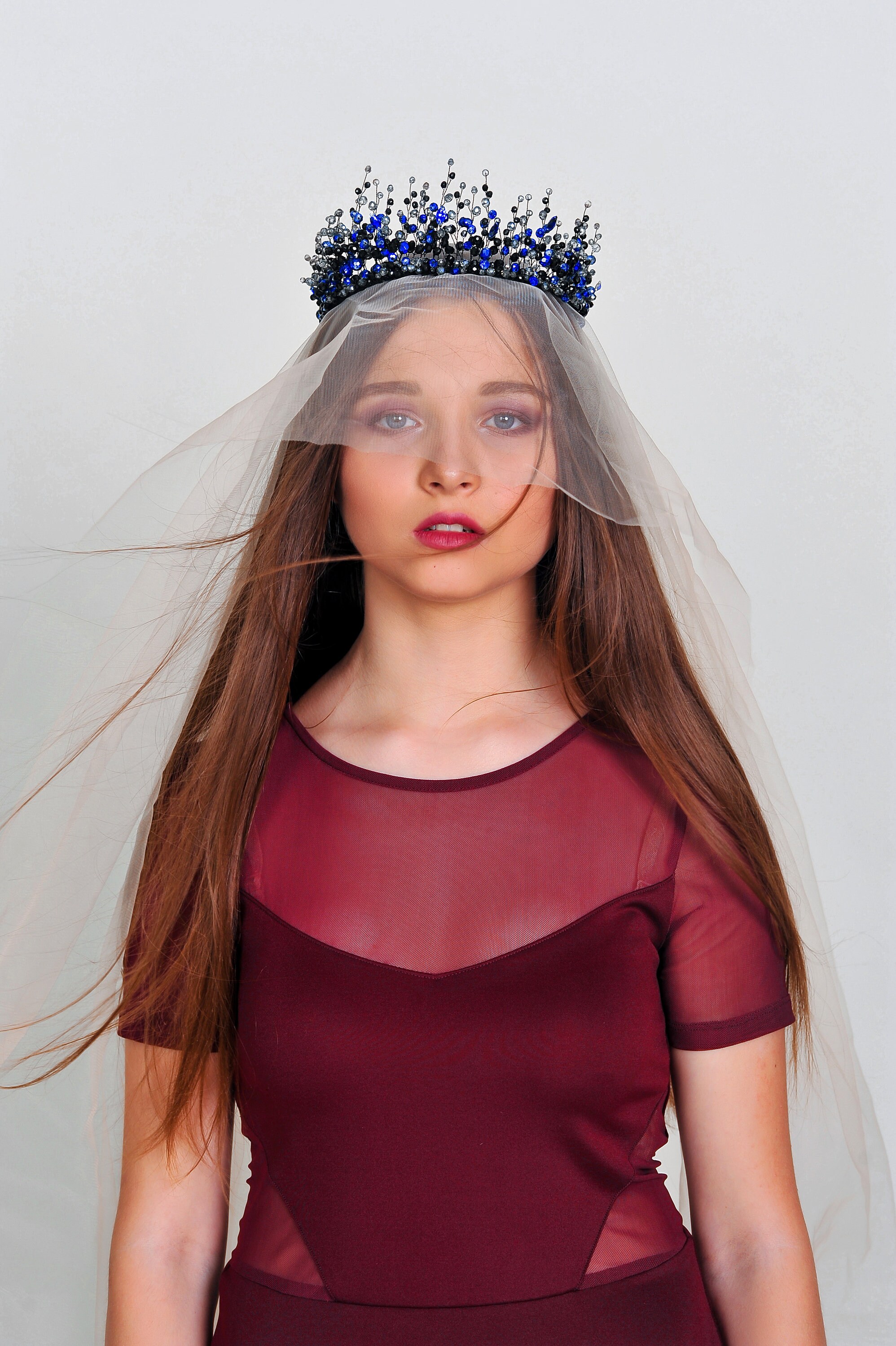 Crystal Blue Crown Prom Crown Bridal Crown Rhinestones | Etsy