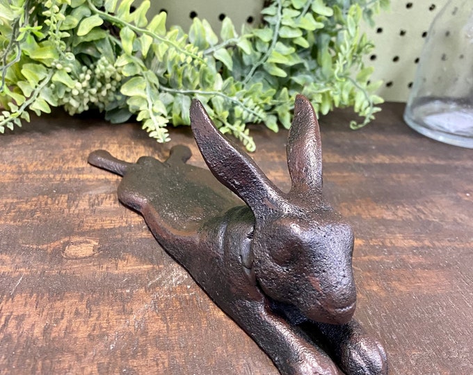 Cast Iron Rabbit Door Stop - Etsy
