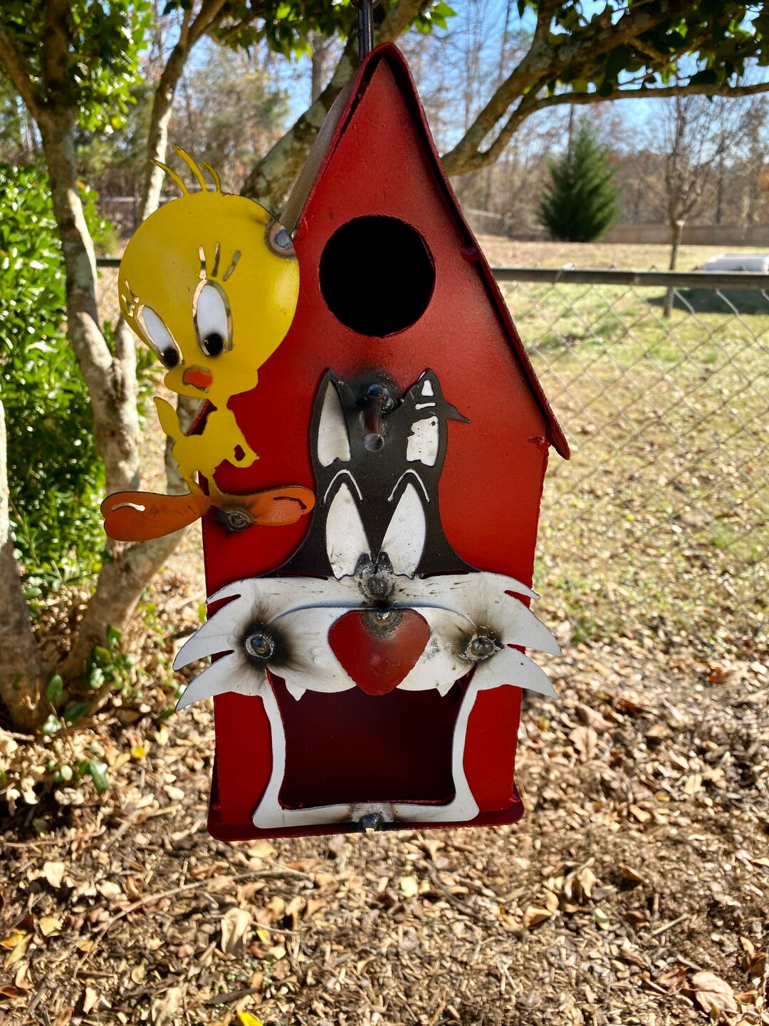 Tweety and Sylvester Birdhouse /bird Feeder Reclaimed Metal - Etsy