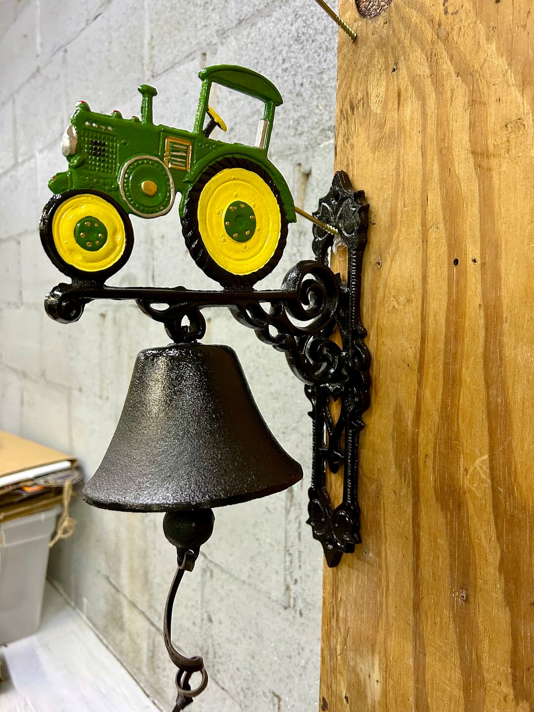 Green and Yellow Tractor (john Deere Motif) Bell Cast Iron - Etsy