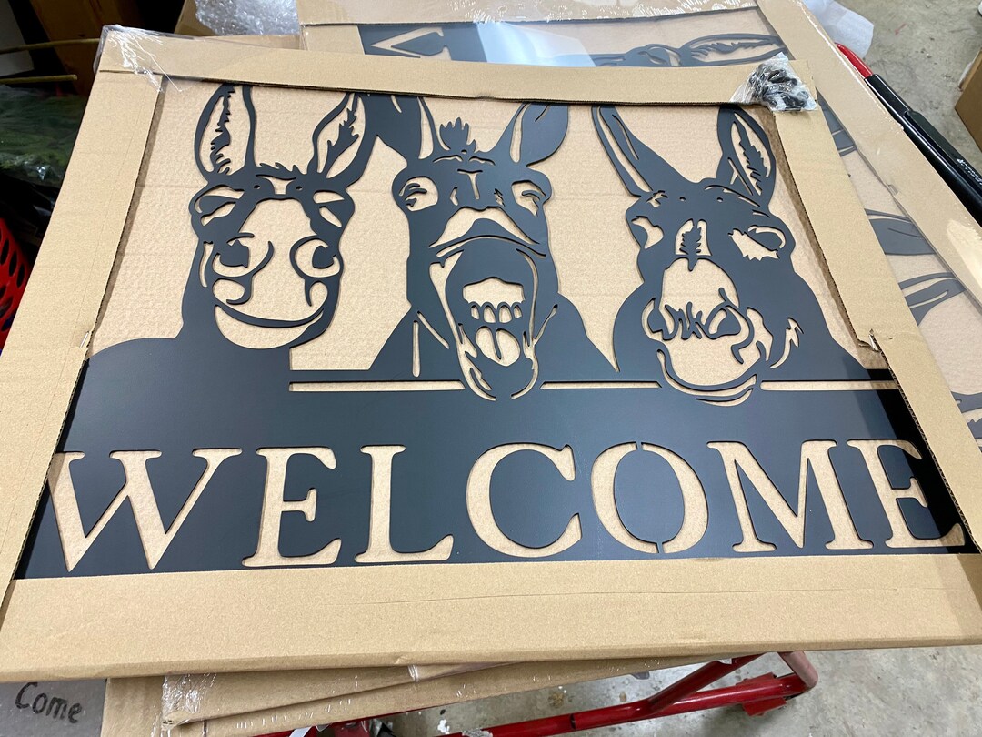 3 Donkey Welcome Sign Die Cut - Etsy