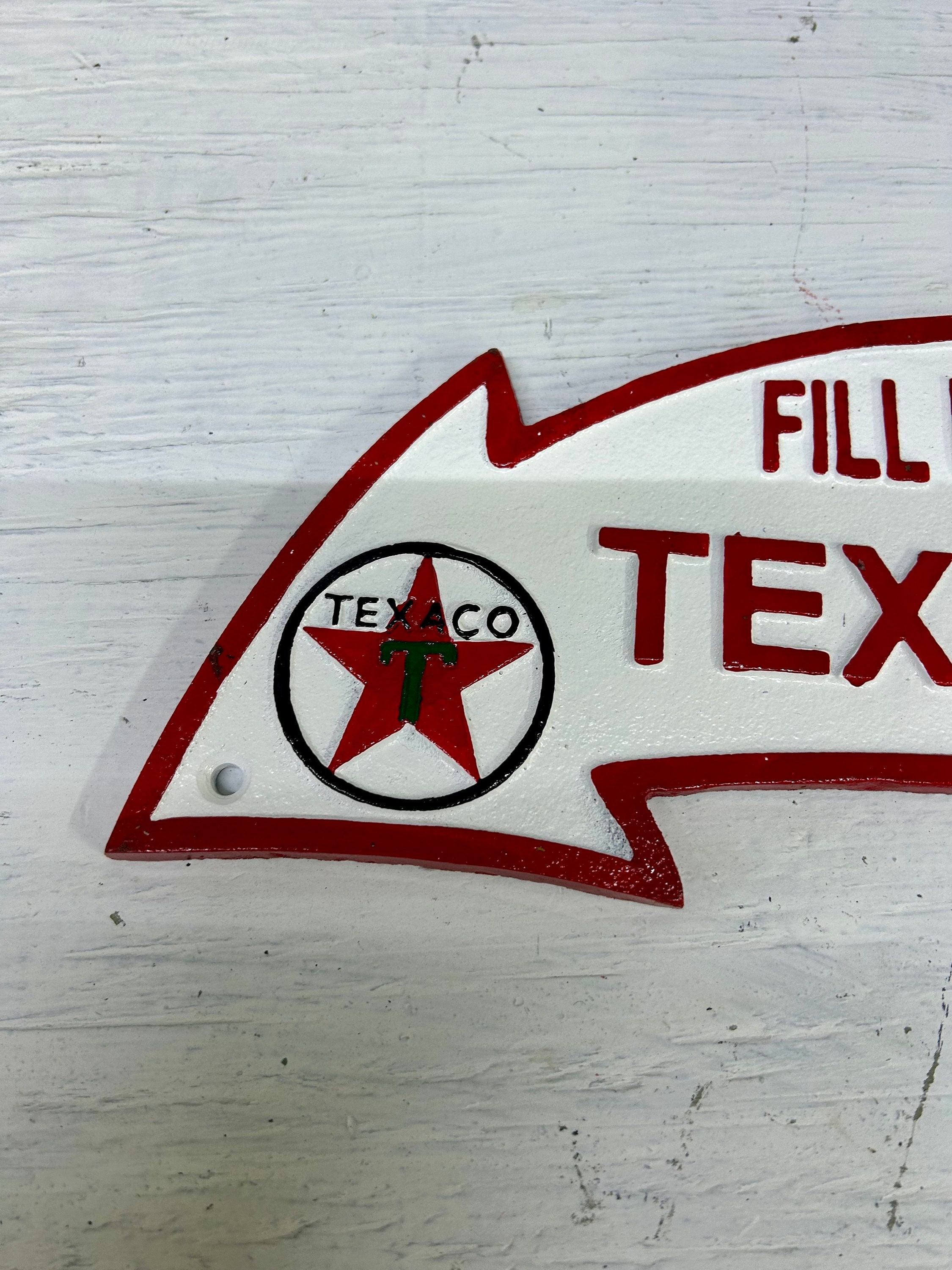 Fill up With Texaco Arrow Cast Iron Sign - Etsy