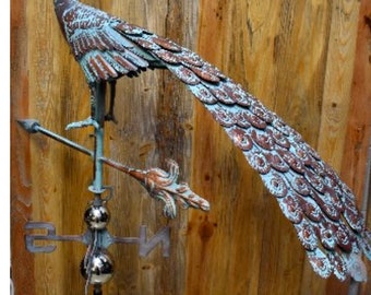 LARGE Handcrafted 3D 3-dimensional CRANE HERON Weathervane Copper ...