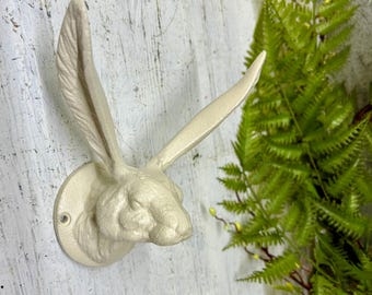 Heavy Cast Iron Metal Rabbit Wall Hook, Wall Decor, Bunny Ears Coat ...