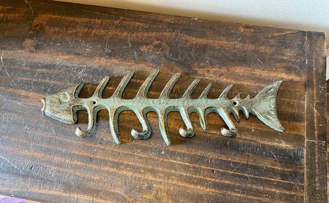 Large Fish Bone Key Hook Cast Iron - Etsy
