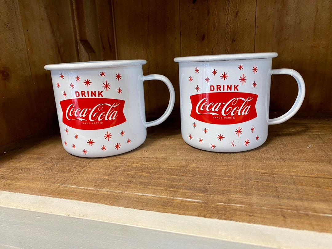 Coca Cola Enamel Mugs Set of 2 - Etsy