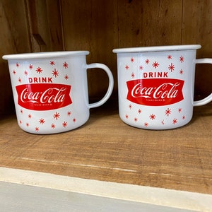 Coca Cola Enamel Mugs Set of 2 - Etsy