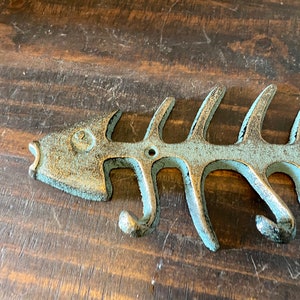 Large Fish Bone Key Hook Cast Iron - Etsy