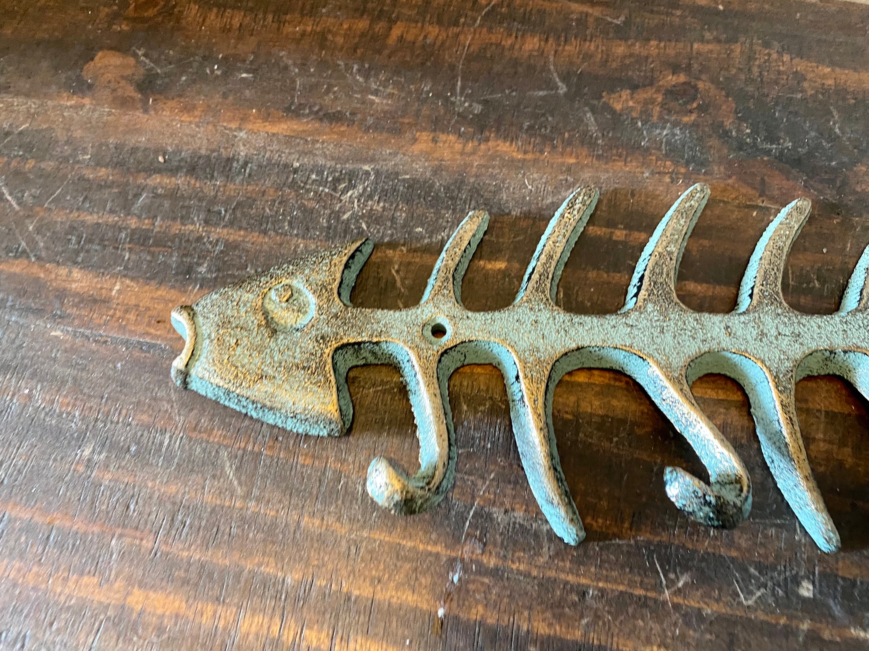 Large Fish Bone Key Hook Cast Iron - Etsy