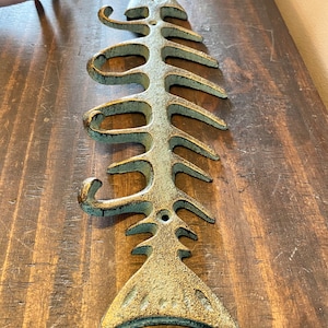 Large Fish Bone Key Hook Cast Iron - Etsy