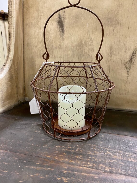 Chicken Wire Basket Lantern - Etsy