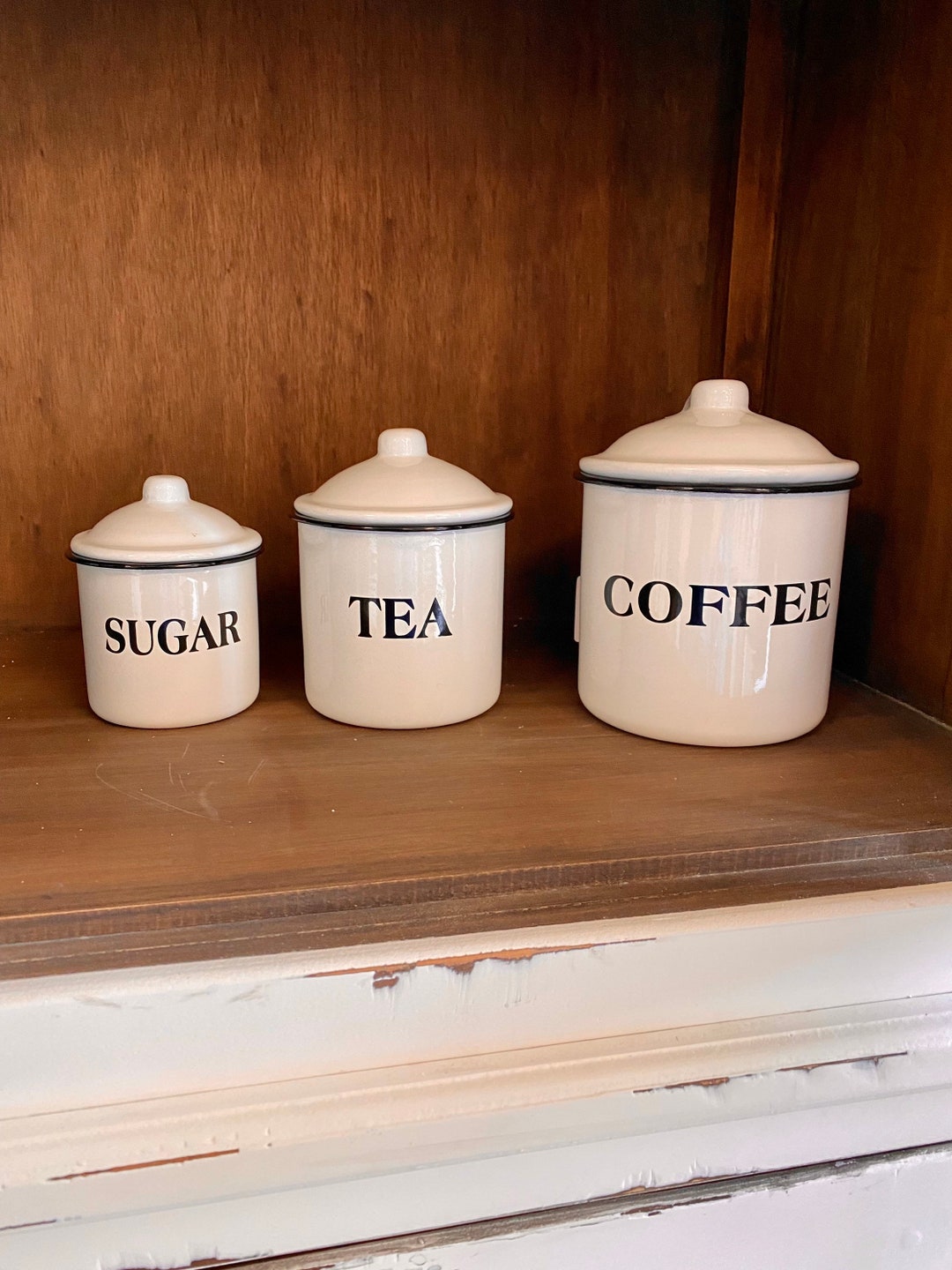 Enamel Canisters Set 3pcs - Etsy