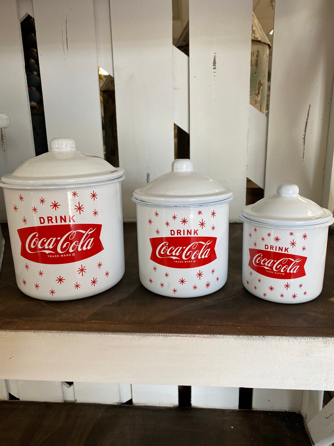 Coke a Cola Canisters 3pcs Vintage Style - Etsy