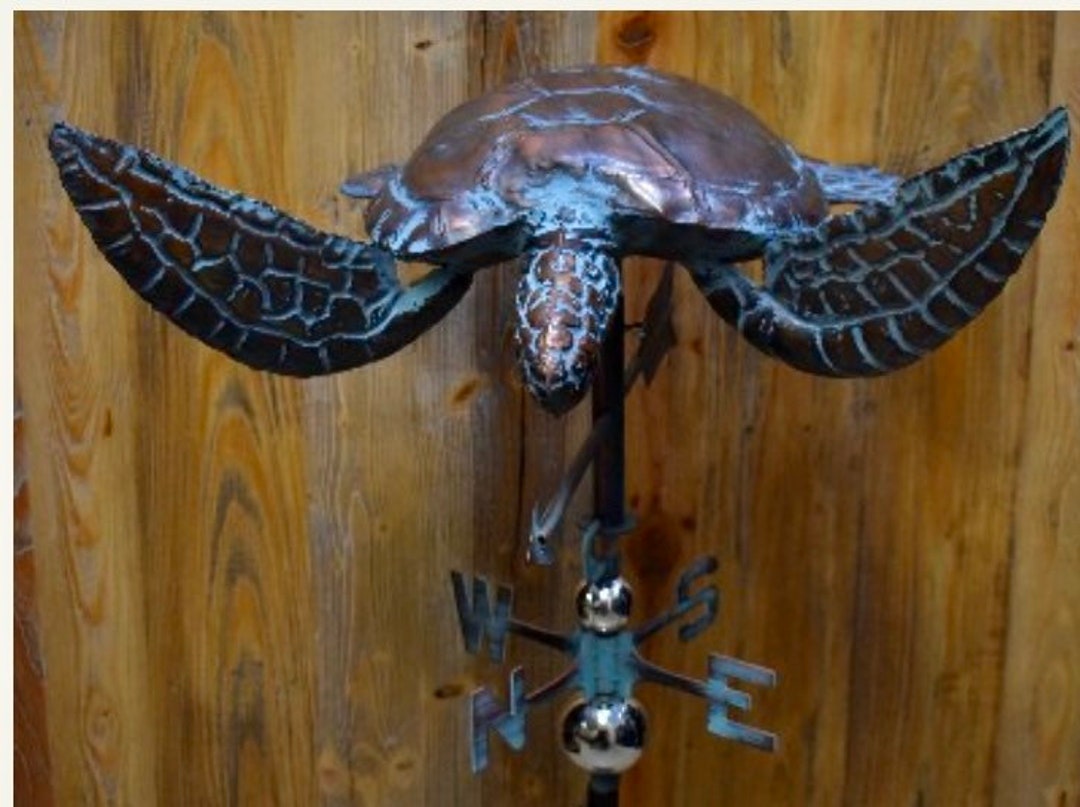 Sea Turtle Faux Copper Patina Finish Weathervane - Etsy