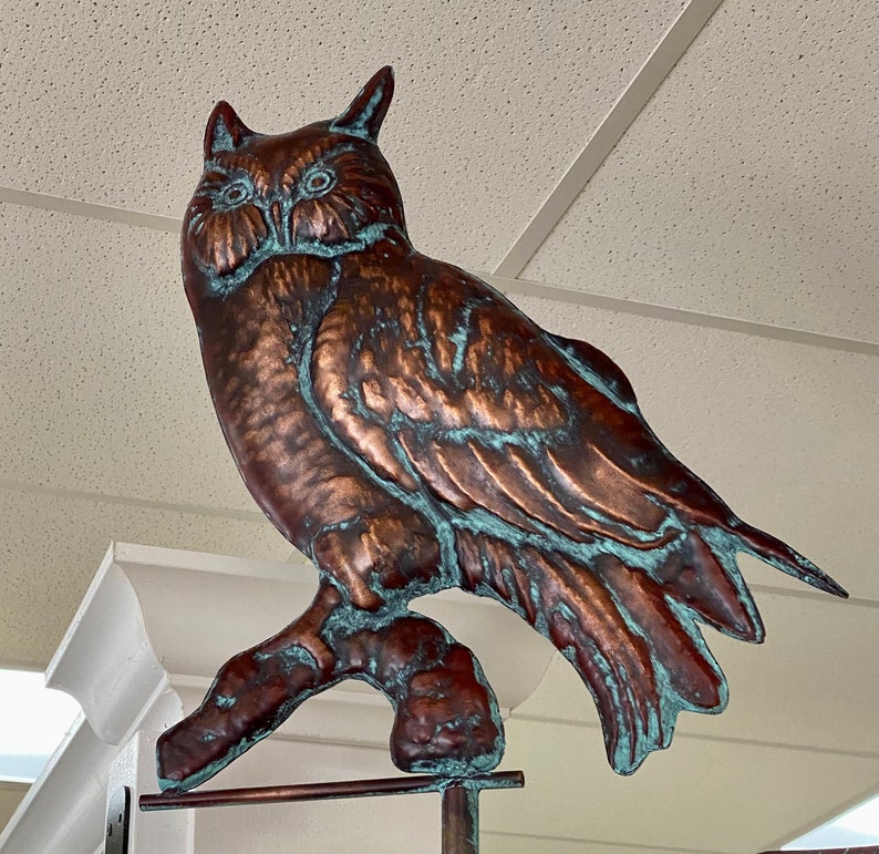 2D Owl Weather Vane Copper Patina - Etsy