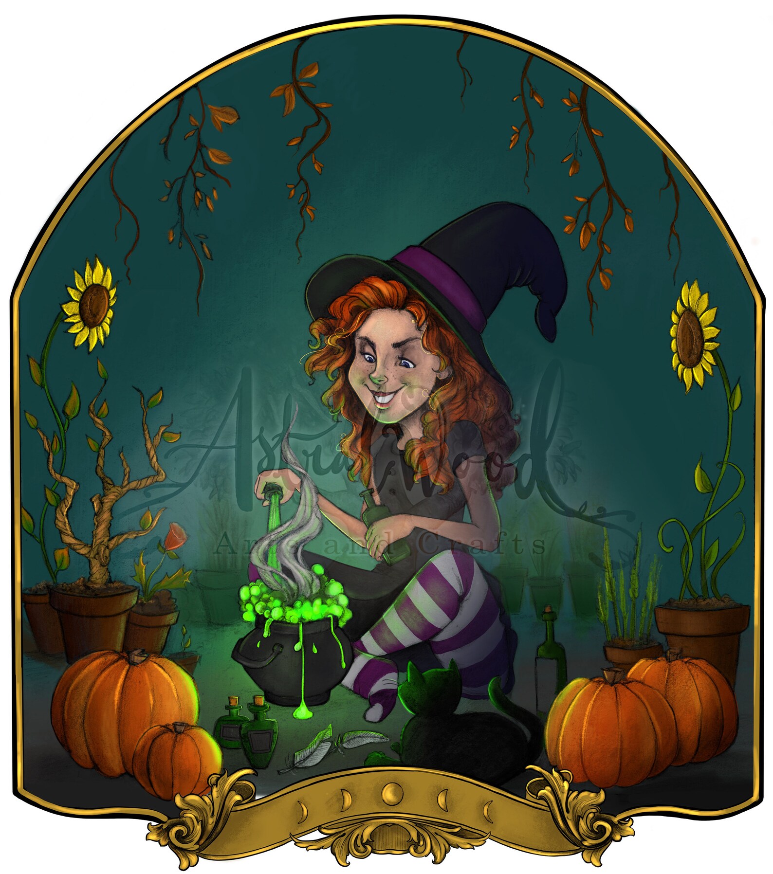 Potion making Witch Art print | Etsy