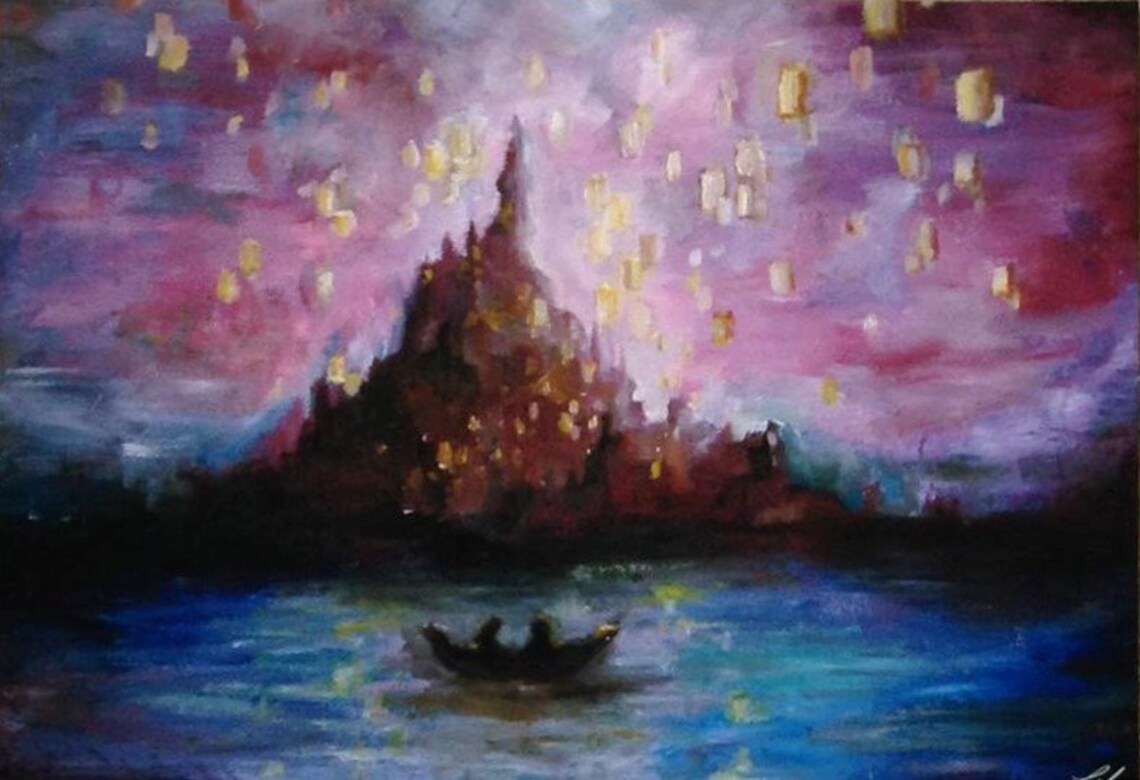 Tangled Inspired Oil Painting Postcard. - Etsy