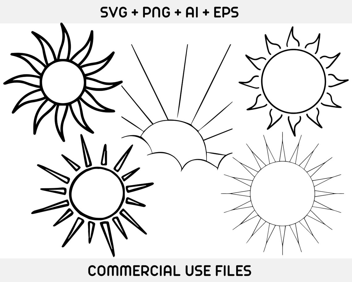 Plotterdatei Sonne Clipart Sonne Sonne SVG Cute Sun SVG - Etsy.de