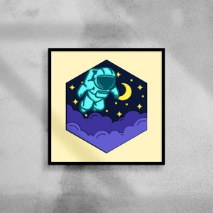 Space Cosmonaut Shadow Box SVG Template Star Astronaut - Etsy