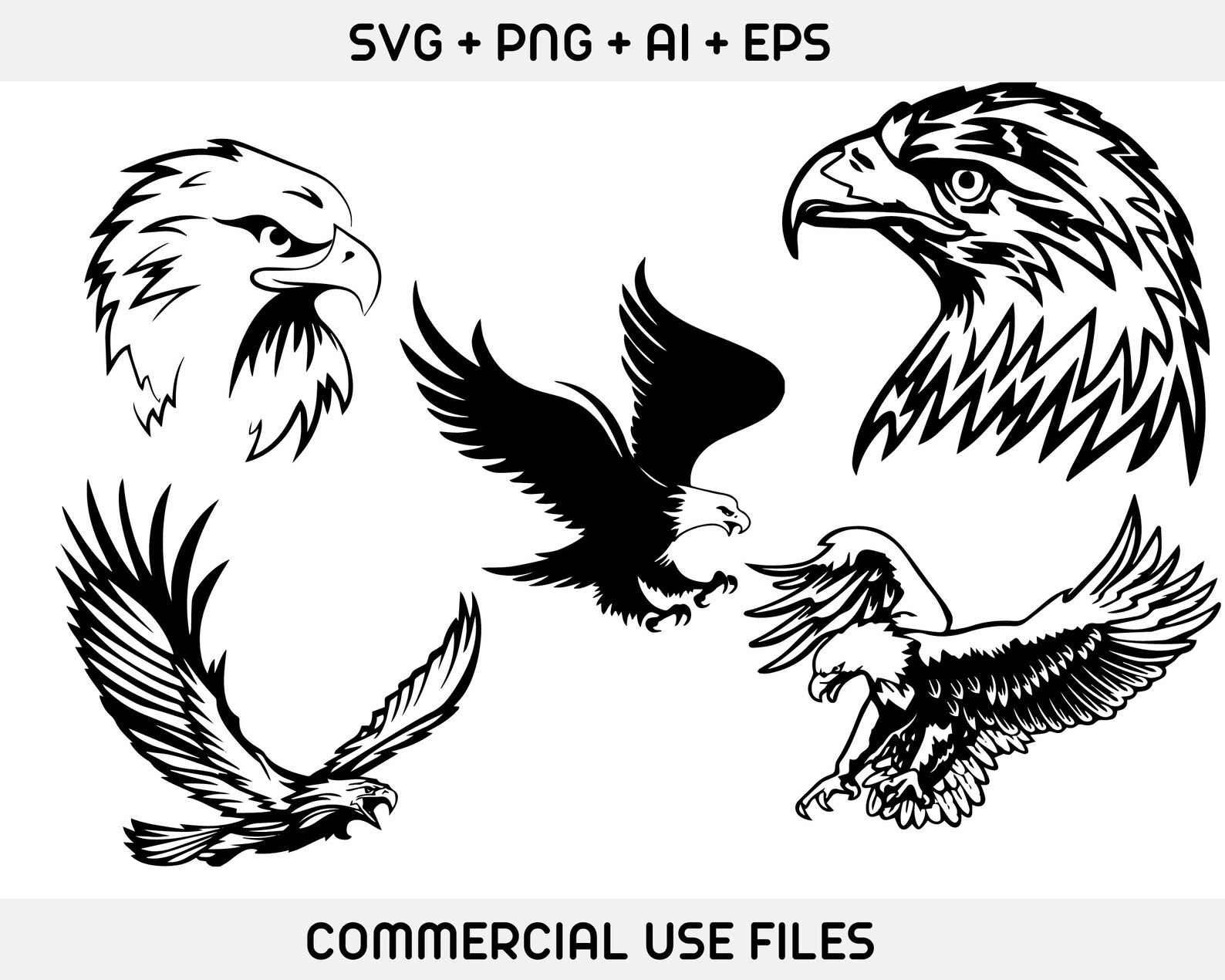 Eagle svg tête daigle svg silhouette daigle aigle féroce - Etsy France