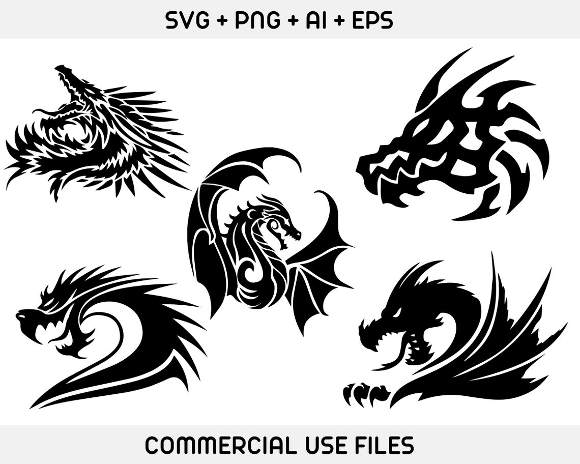 Dragon Svg Tribal Dragon Svg Dragon Silhouette Cartoon - Etsy UK