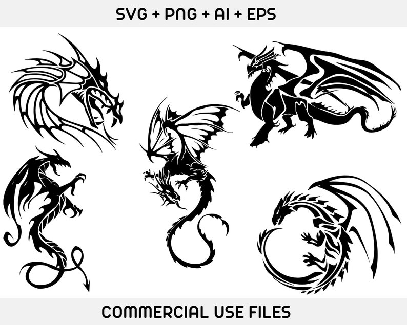 Dragon Svg Tribal Dragon Svg Dragon Silhouette Cartoon - Etsy Australia