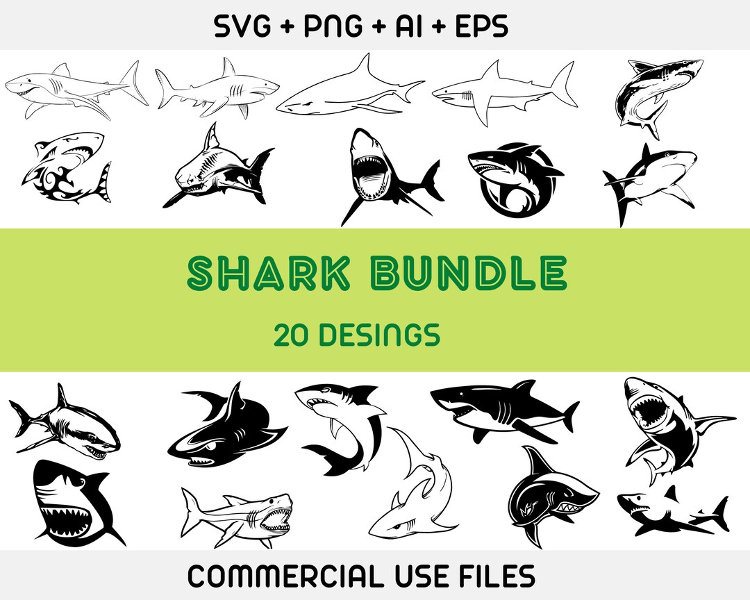 Shark Svg Bundle, Shark Fish Svg, Shark Design Svg, Animal Svg, Baby ...