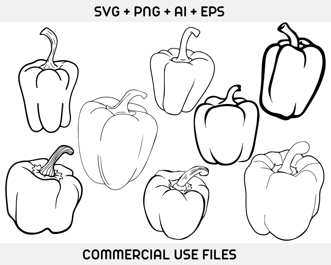 Bell Pepper Svgbell Pepper Cut Filebell Pepper Clipartbell - Etsy