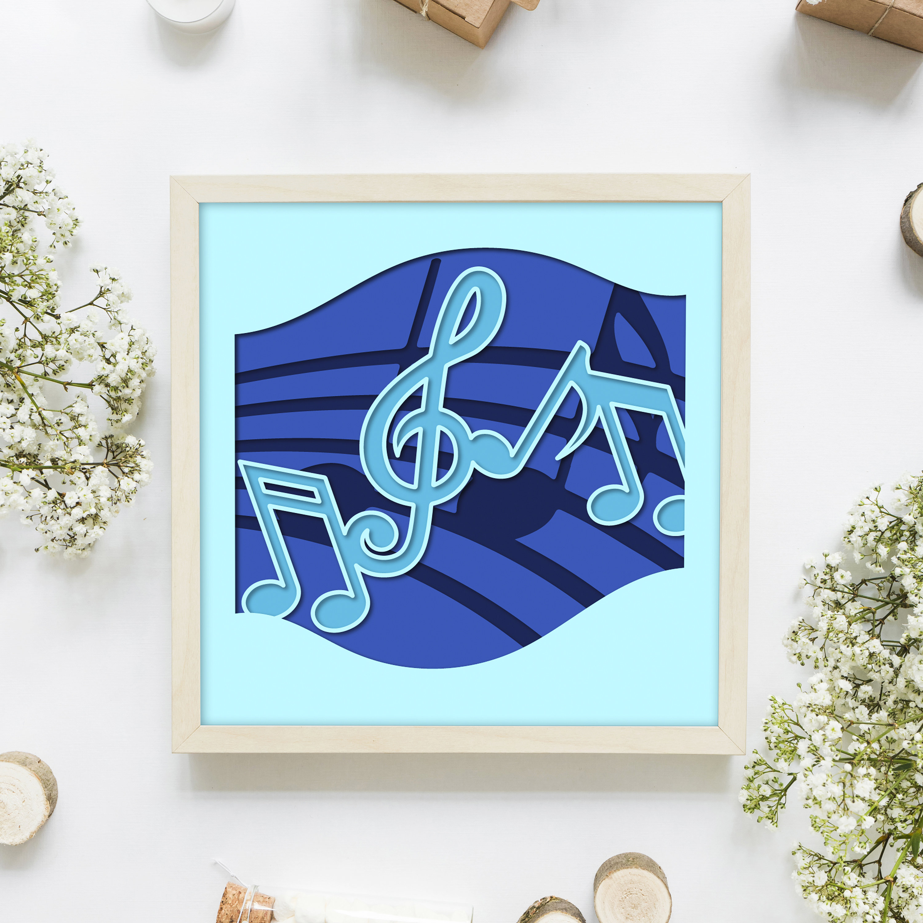 Notes Shadow Box Svg 3D Notes Shadow Box Music Paper Cut - Etsy