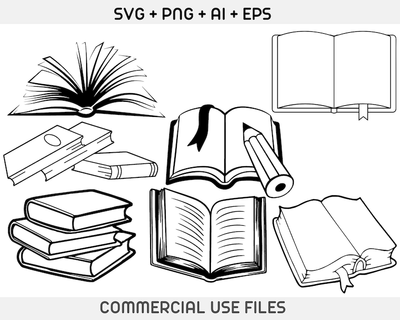 Book SVG Open Book SVG Library SVG School Svg Monogram - Etsy