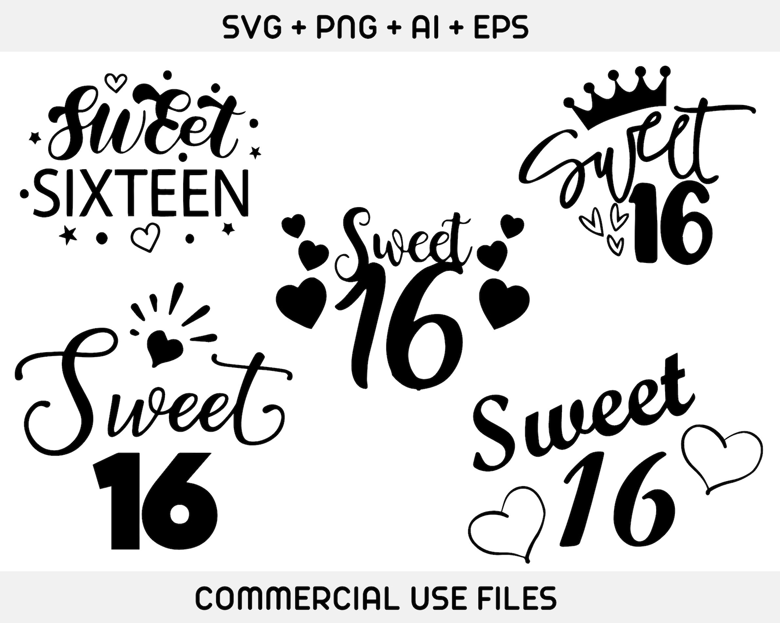 Sweet Sixteen Svg, 16th Birthday Svg, Birthday Queen Svg, 16 Birthday ...