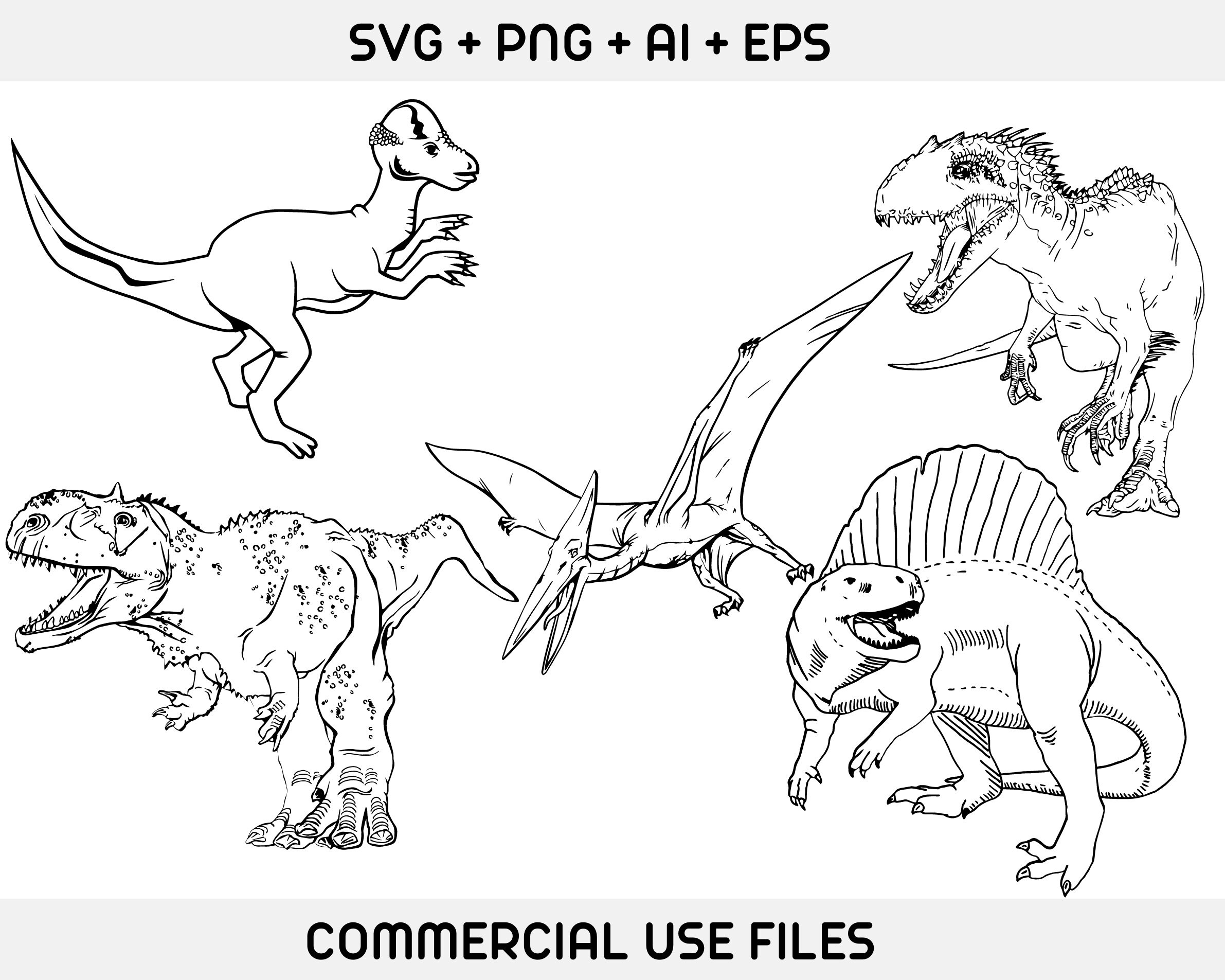 Dinosaur Svg Bundle, Dinosaur Clipart, Dinosaur Silhouette Svg, T-rex ...