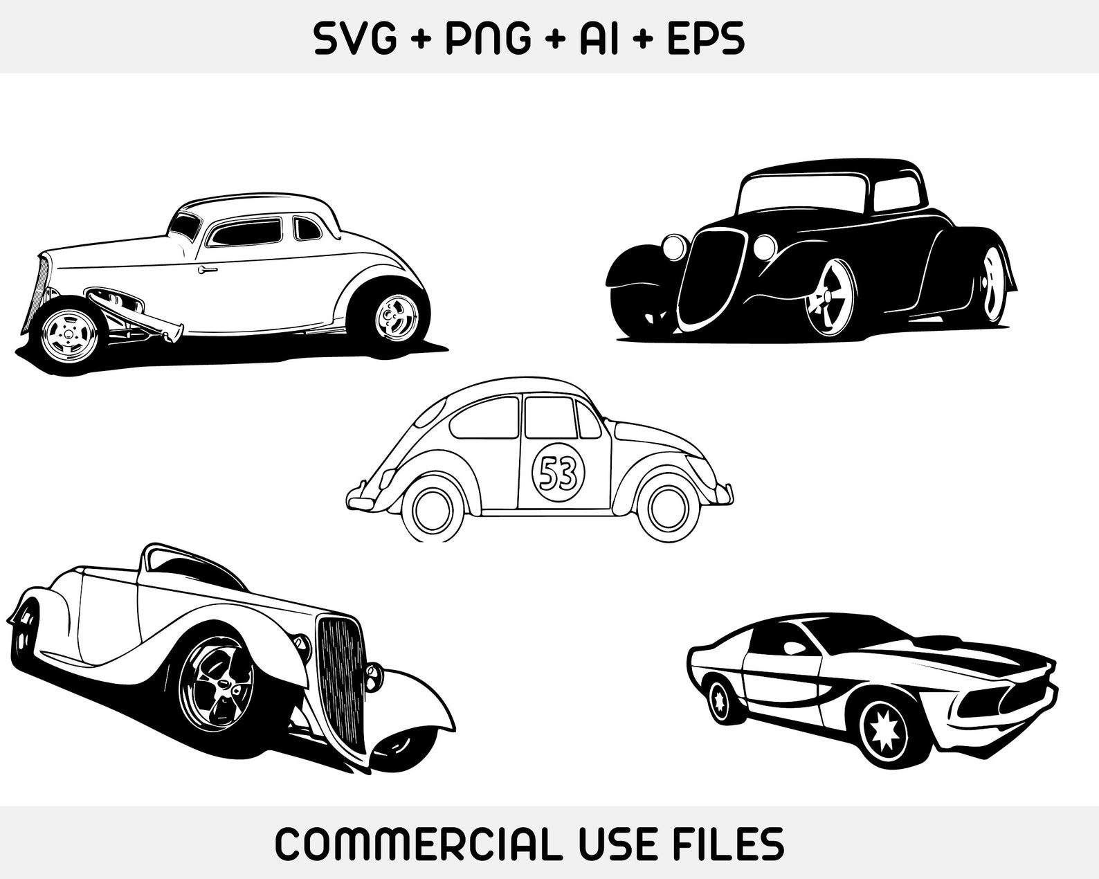 Retro Cars SVG Bundle Retro Car Silhouette Svg Classic Car - Etsy