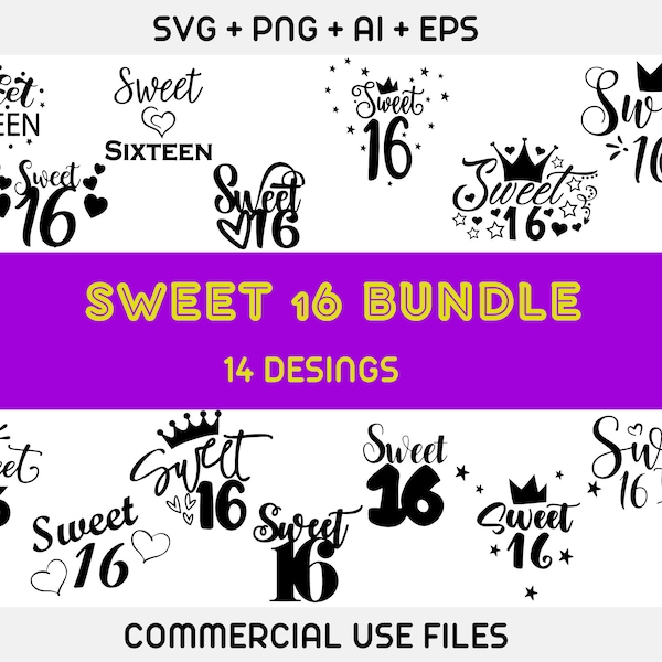 Sweet 16 Svg - Etsy