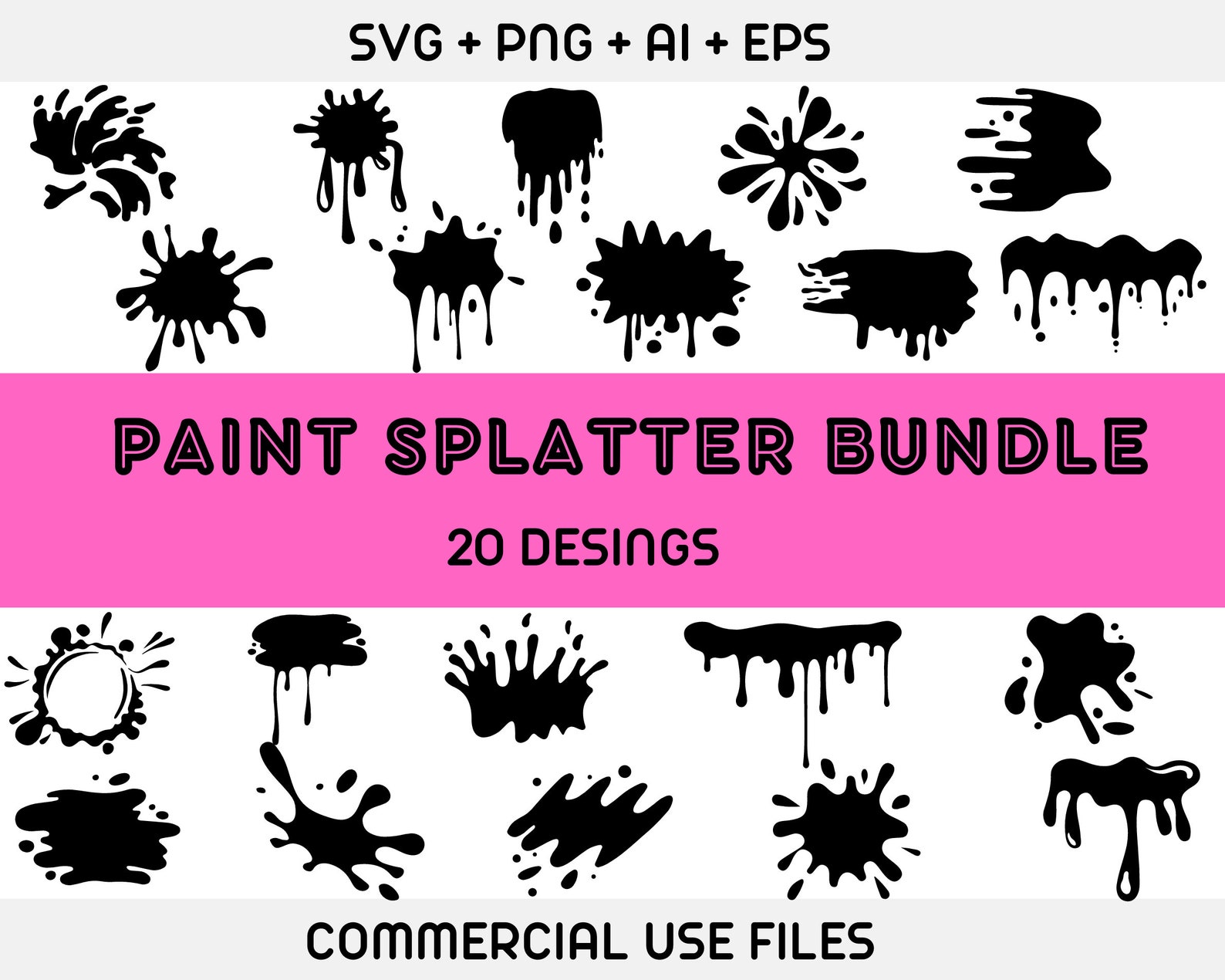 Paint Splatter SVG Bundle, Paint Splats Svg, Paint Svg, Ink Splatter ...