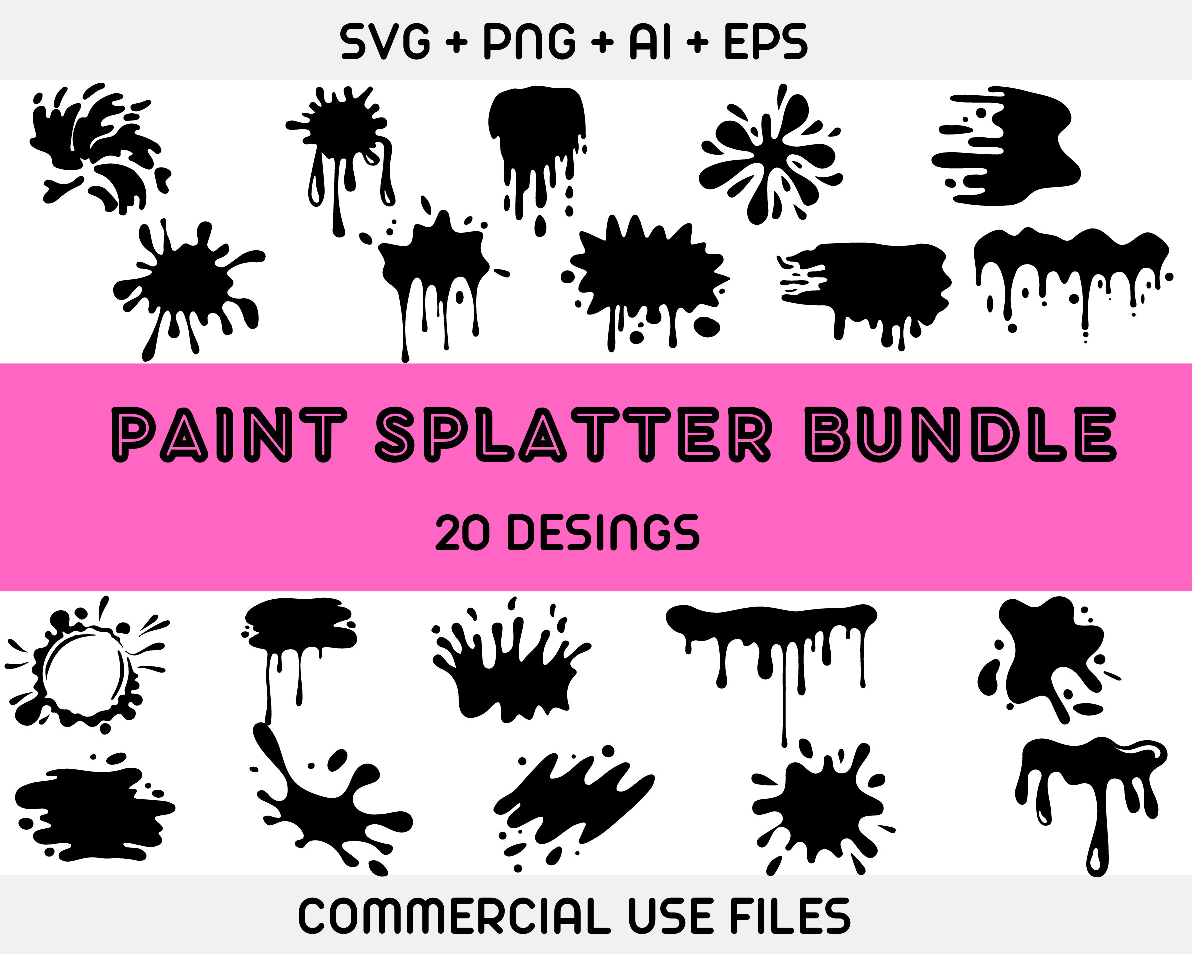 Paint Splatter SVG Bundle Paint Splats Svg Paint Svg Ink - Etsy